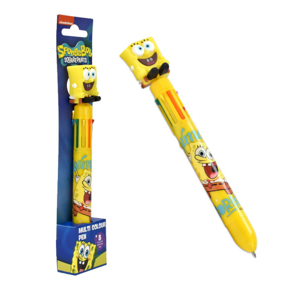 Spongebob Squarepants Multi Colour Pen in display of 8 | CTC Wholesalers