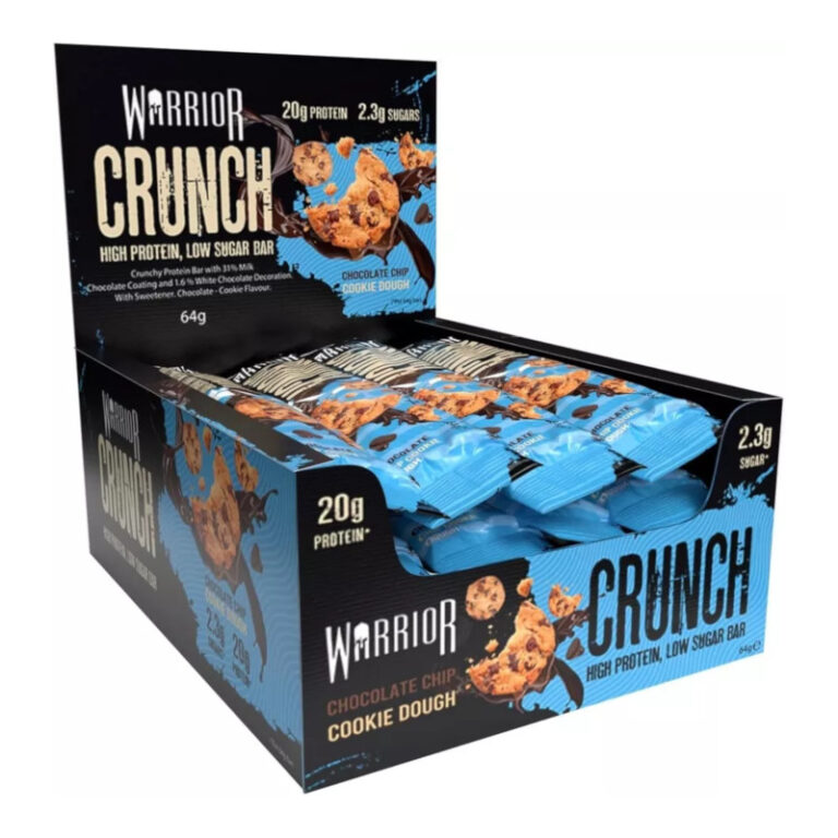 Warrior Crunch Protein Chocolate Chip Cookie Dough Bars in display of ...