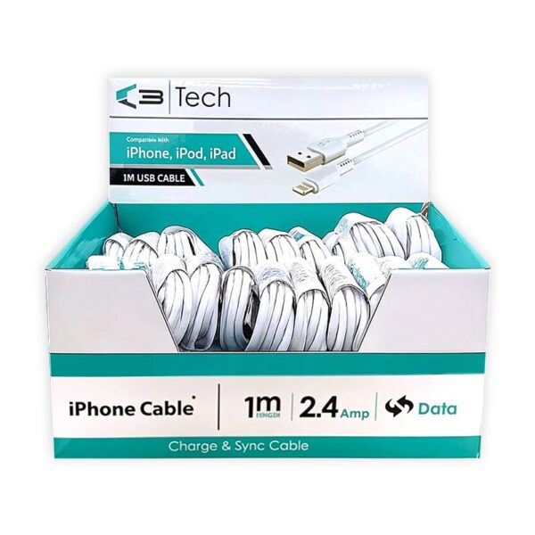 Vibe C3 USB to USB-C Cable 1 Metre in display of 40 | CTC Wholesalers