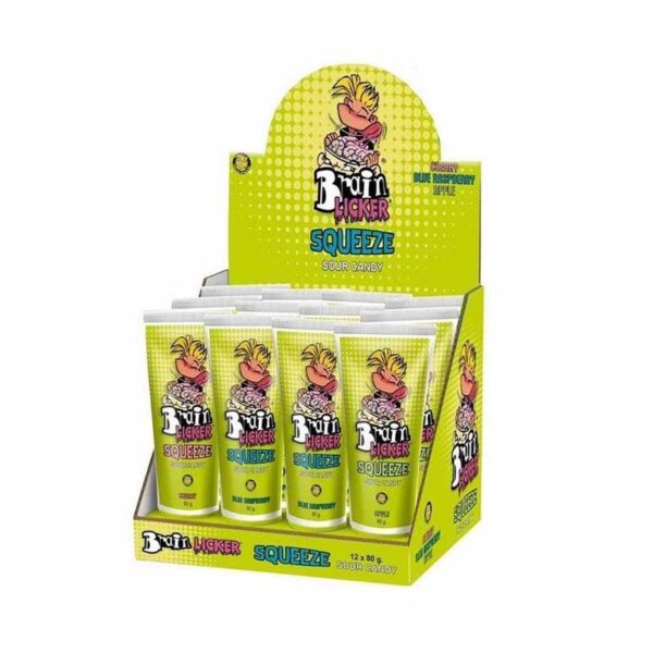 Brain Licker Squeeze Sour Candy 80g in display of 12 | CTC Wholesalers