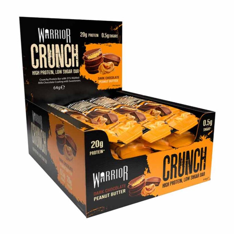 Warrior Crunch Protein Dark Chocolate Peanut Butter Bar in display of ...