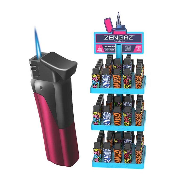 Zengaz Slim Jet ZL-7 Lighters in a display of 72 | CTC Wholesalers